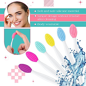 100 Pieces Lip Scrub Brushes Double Sided Silicone Exfoliating Lip Brush with Container Soft Silicone Face Lips Cleaning Tool Silicone Lip Scrubber for Plump Smoother Lip Appearance Multi-colored