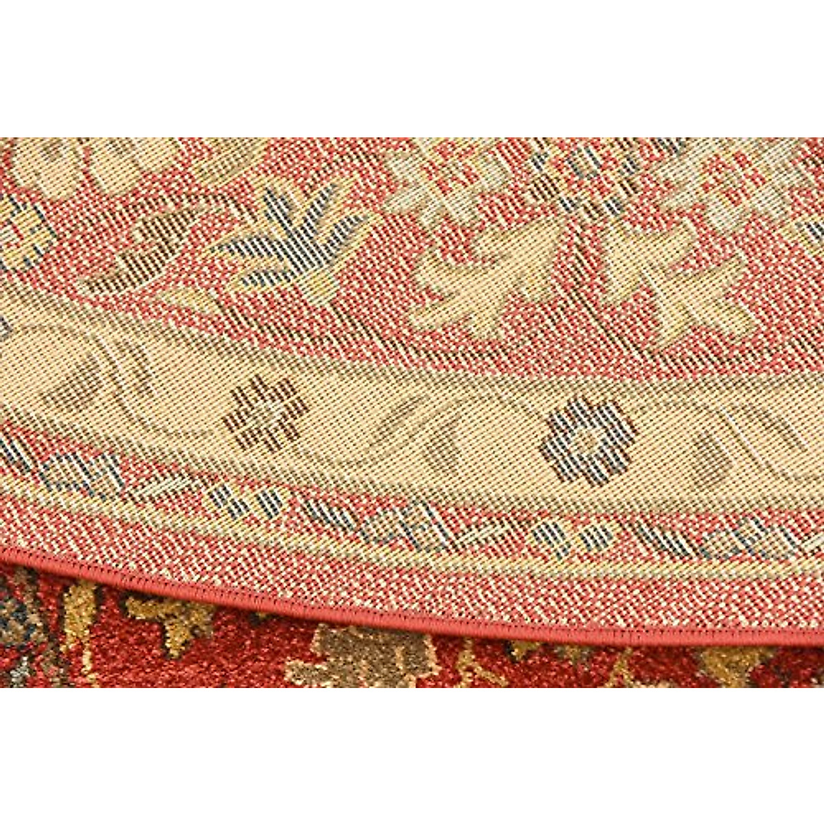 Unique Loom Edinburgh Collection Classic Oriental Traditional French Cottage Inspired Intricate Design Area Rug, 6 ft x 6 ft, Red/Beige