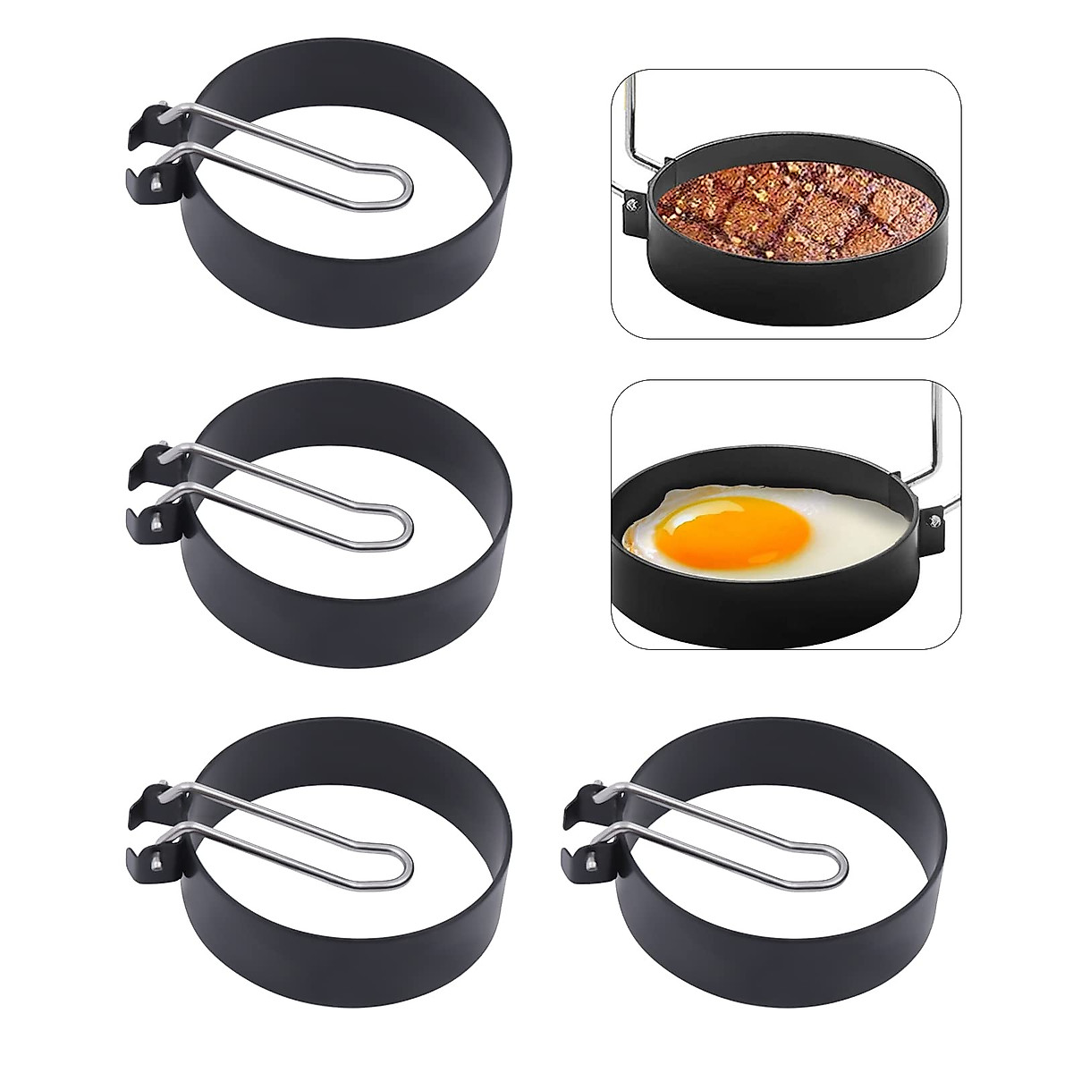 3inch Nonstick Egg Rings Set of 4, Round Crumpet Egg Maker Molds for English Muffins Pancake Cooking Griddle, Round Egg Cooker Rings for Camping Indoor Breakfast Sandwich Burger