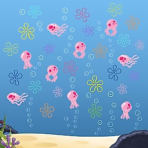 Dripykiaa 114 Pcs Jellyfish Bubbles Wall Stickers Under The Sea Ocean Wall Decals Decorations for SUV Van Bedroom Bathroom Children's Room Wall Decor for Boys Girls Teens Adults