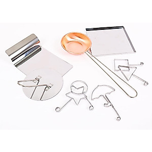 Korean Candy Making Kit - Complete 9-Piece Dalgona Kit with Shapes, Bottom Tray, Ladle, Press Tray, Dragger - Korean Candy Making Supplies for Home - Included Baking Soda