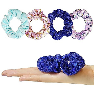 Bluey Hair Accessory 5 Pcs Set - 1 Regular 9 inch Bluey Hair Brush For Girls + 4 Bluey Scrunchies For Kids - Hair Accessories For Girls - Detangling Brush - Elastic Hair Ties Ropes Scrunchies Ages 3+