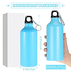 Mifoci 36 Pcs Aluminum Water Bottle Bulk 20 oz Reusable Lightweight Metal Water Bottles with Twist Cap and Buckle Leak Proof for Sports Gym Bicycle Camping Travelling(Pink, Blue, White, Yellow)