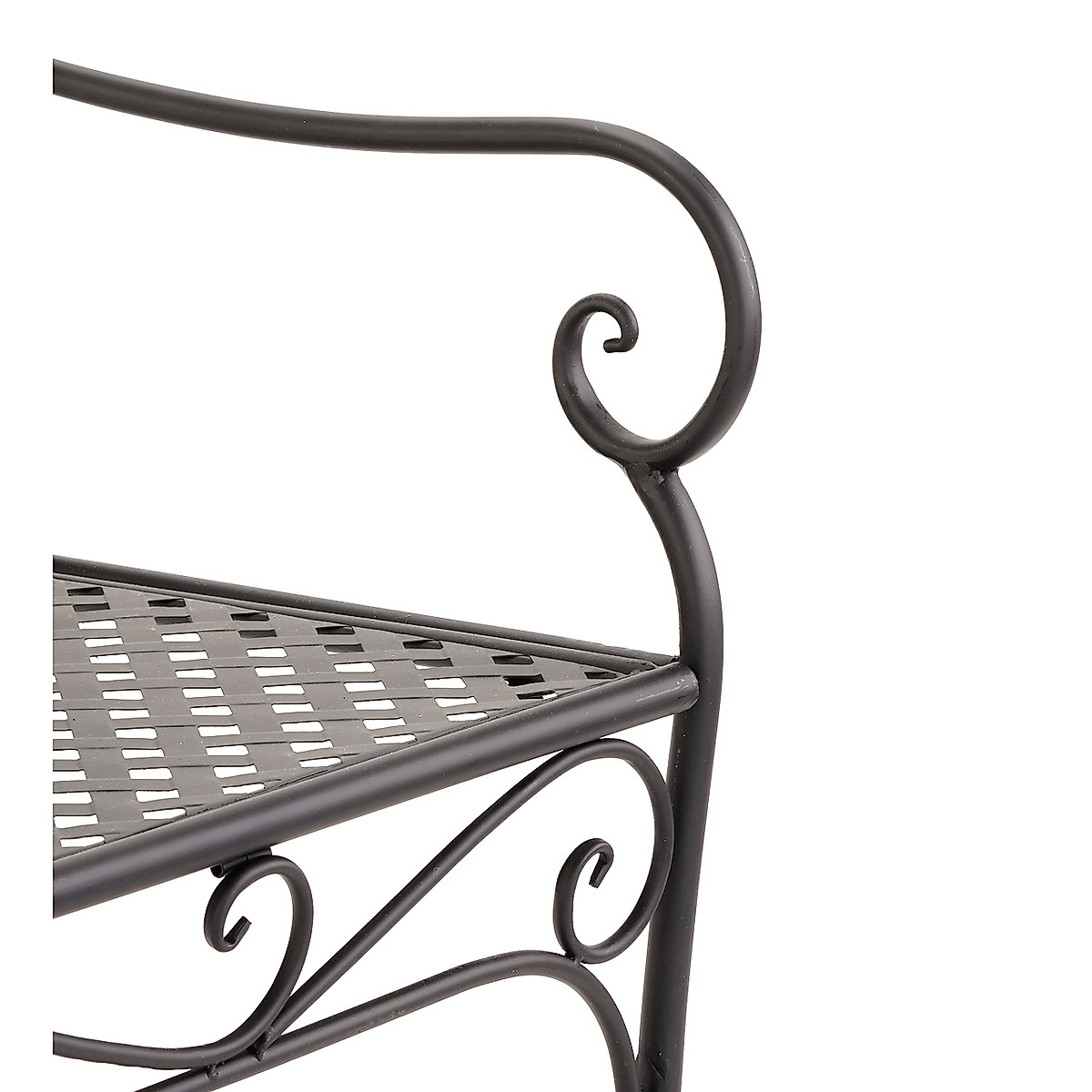 The Lakeside Collection Outdoor Garden Patio Metal Scrolled Bench, 40 1/2" Wide with 400 lb Capacity, Black