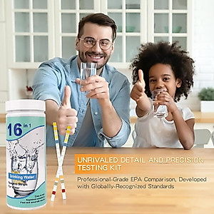 17 in 1 Complete Drinking Water Test Kit 100 Strips + 2 Bacteria Home Texter Kits - Well, Tap, Home, City Water Testing Strip for Lead, Alkaline, Chlorine, Hardness, Iron, Fluoride, Copper & More