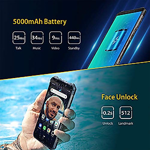 Rugged Smartphone Ulefone Armor X5 (2021), Waterproof IP68 Dual SIM Unlocked Phones, Global 4G LTE, 8-Octa-core Android 11, 3GB+32GB, 5000mAh Battery, Face Recognition, Bluetooth, NFC, Compass -Black