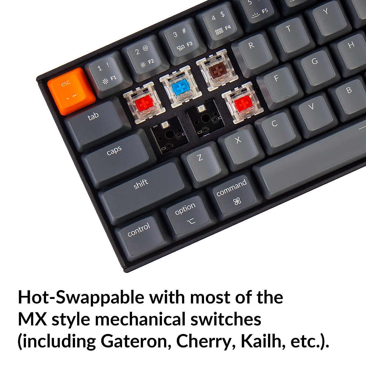 Keychron K14 70% Layout 72 Keys Hot-Swappable Bluetooth Wireless/USB Wired Mechanical Gaming Keyboard with Gateron G Pro Blue Switch/Multitasking/White LED Backlight Computer Keyboard for Mac Windows