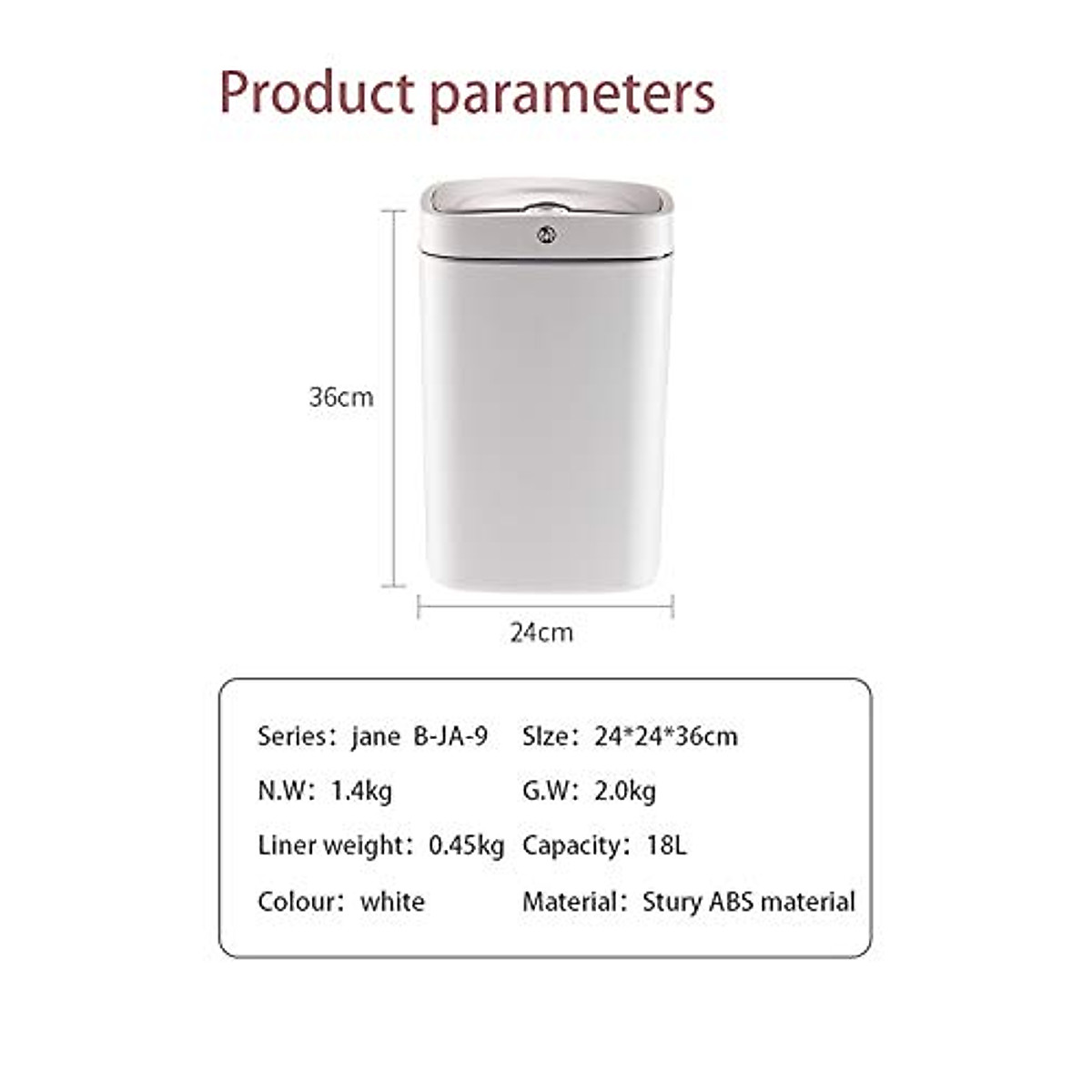 KAMILLEE Sensor Trash Can Automatic Trash Can Garbage Can 4.7 Gallon Metal Touchless Automatic Pearl White Waste Bin for Office Bathroom