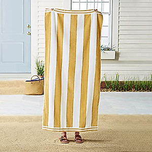 Great Bay Home Large Beach Towel Set of 4 - Soft Cabana Striped Beach Towels for Adults and Velour Pool Towels 100% Cotton - Lightweight Quick Dry Beach Towel Pack - Beach Towel for Travel