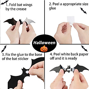 81Pcs 3D Bat Halloween Decorations, Halloween Bats Wall Decor,4 Size Plastic Black Bats Sticker,Used for Different Decorations to Add Weird Atmosphere to Halloween Parties