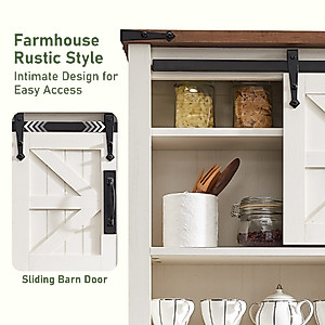 OKD Bathroom Wall Cabinet, Farmhouse Medicine Cabinet with Sliding Barn Door & Adjustable Shelves, Storage Cabinet Wall Mounted for Bathroom, Kitchen, Rustic Oak with Antique White