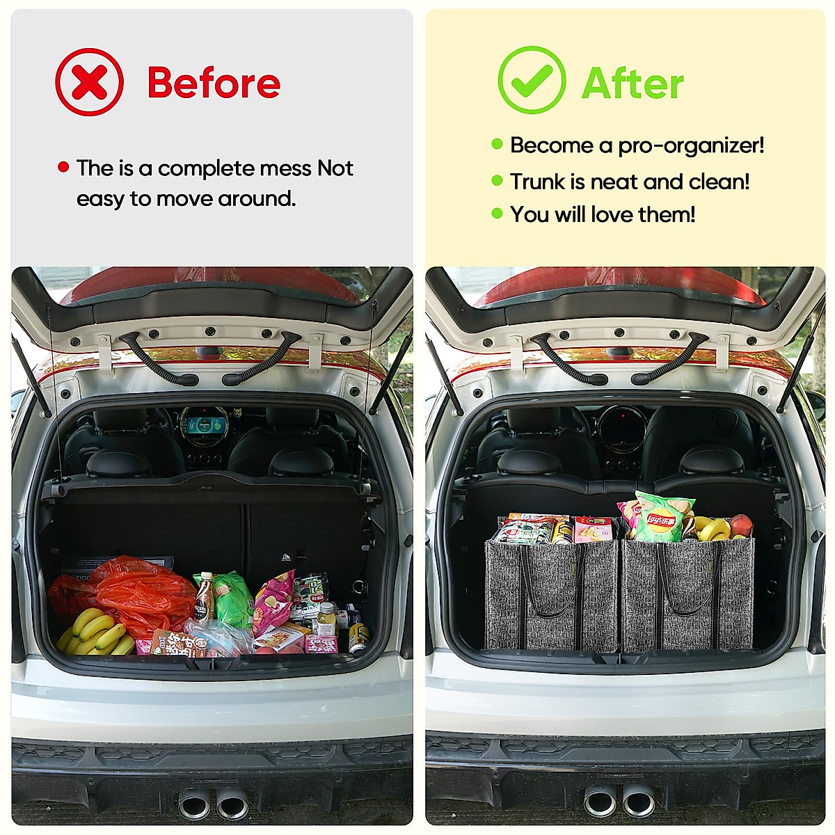 BALEINE 4 PK Grocery Bags Reusable Shopping Bags with Reinforced Bottom, Heavy Duty Foldable Tote Bags (Grey)