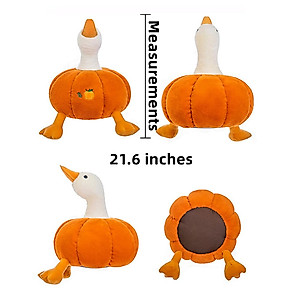 22" Pumpkin Duck Plush Toy, Goose Plush Animal, Stuffed Animal Pillow Soft Toy Cushion - Perfect for Halloween Christmas Birthday Party Decoration Gift (22 inches)