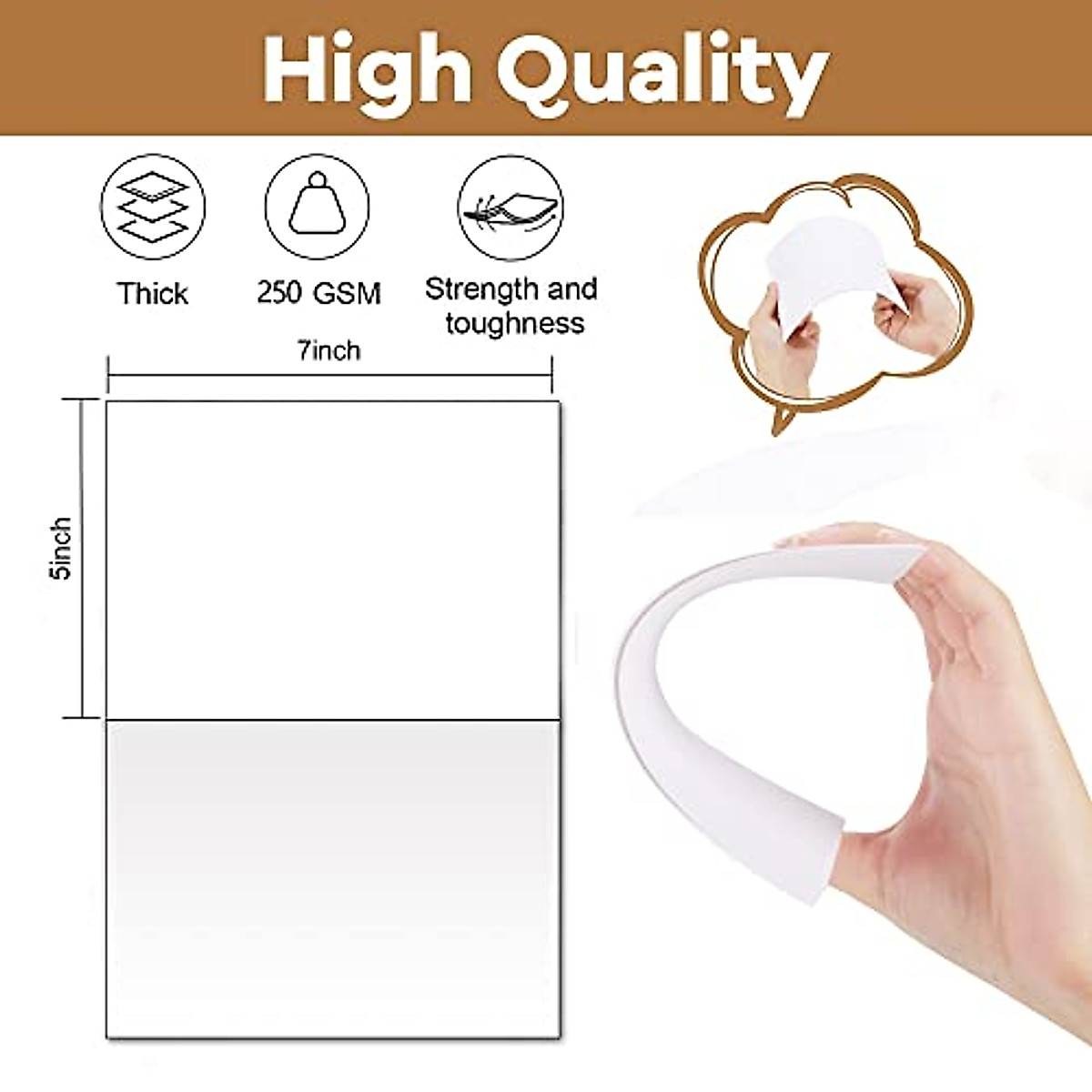 Goefun Blank Note Cards and Envelopes 5 x 7 Folded Cardstock and A7 Envelopes Self Seal 100 Pack for Invitations, Wedding, DIY Greeting Cards, Birthday