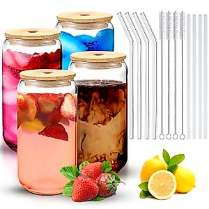 16oz clear sublimation glass cups(includes bamboo lids)