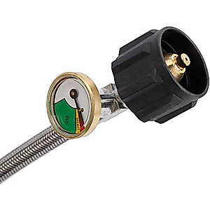 HYDDNice 6FT Propane Hose with Gauge Stainless Steel Braided Propane Hose Converts 1lb Portable Appliances to 5-40lbTank,for Propane Stove, Heater, Tabletop Grill