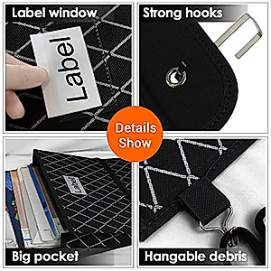 VERONLY Over the Door File Organizer, Wall Hanging File Folders with 5 Large Pocket for Mails, Magazines, Back to School Supplies,Office Chart Storage, Paper Organization (Black)
