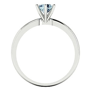 Clara Pucci 0.50 ct Round Cut Solitaire Natural Sky Blue Topaz gemstone Bridal Designer Anniversary Engagement Ring in 14k White Gold