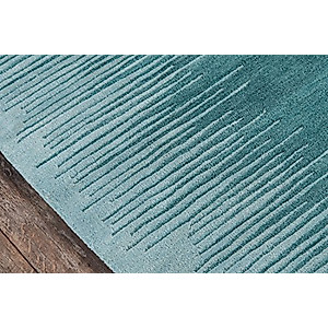 Momeni Rugs Delhi Collection 100% Wool Hand Carved & Hand Tufted Contemporary Area Rug, 8' x 10', Aqua Blue