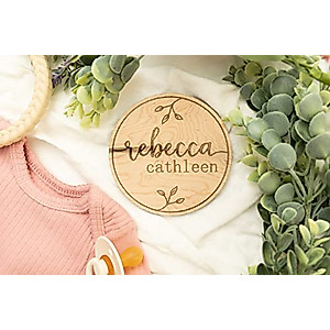 Baby Announcement Sign, Hospital Sign, Gender Reveal Baby Photo Props, Wooden Name Sign, Baby Shower Gift, Birth Stat, Laser Birth Engraved Round (Design 3)