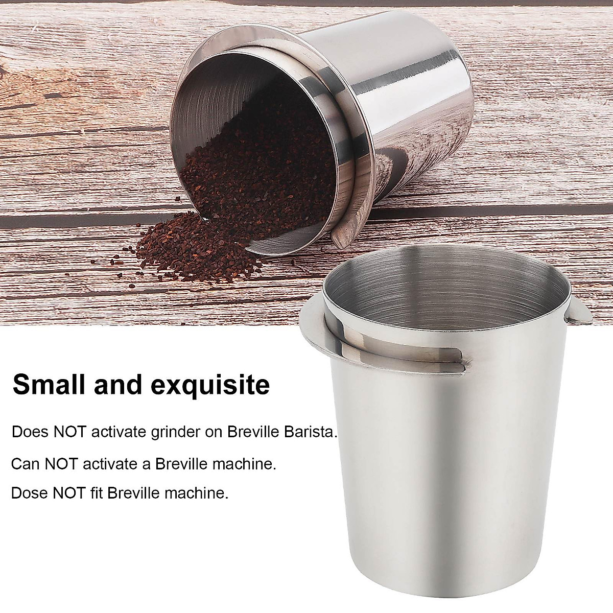 Coffee Dosing Cup 58mm, Stainless Steel Espresso Coffee Dosing Cup Espresso Coffee Machine Accessories, Coffee Powder Feeder Part Coffee Grinder Powder Cup Compatible with 58mm Portafilter