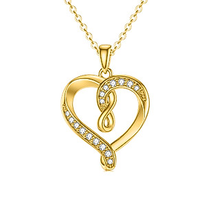 Ayafee Infinity Love Heart Pendant Necklace for Women 14K Solid Gold Heart Necklace with Moissanite for Valentines Day Anniversary