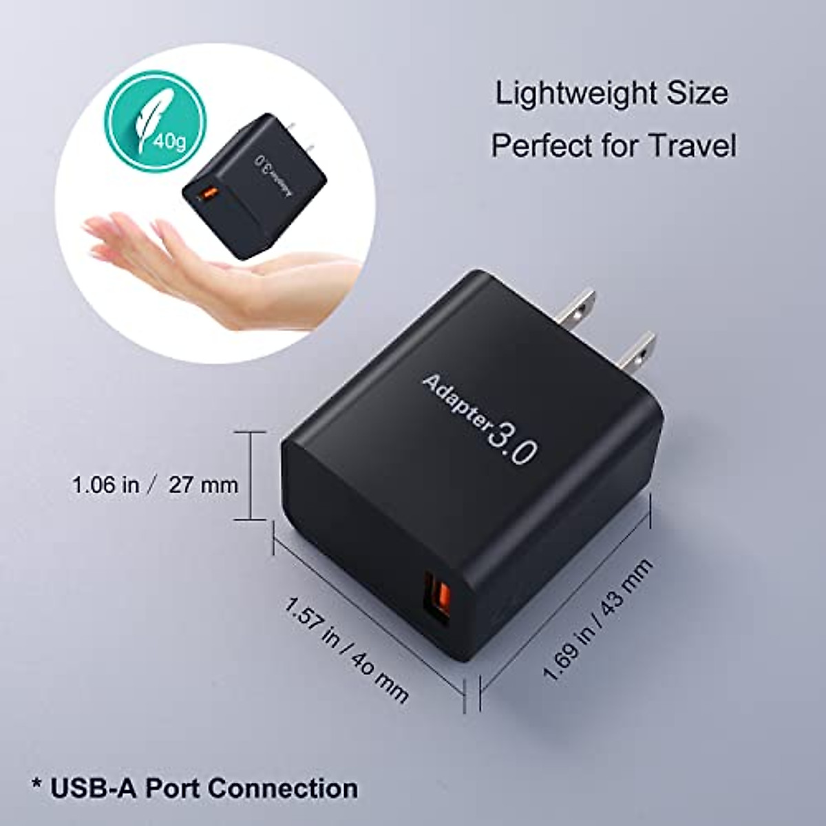 OKRAY 3-Pack 18W 3.0 Adapter Fast Charge 3.0 USB Wall Charger Power Adapter Quick Charging Blocks Compatible with iPhone 13/12/11/XR/XS/iPad, Samsung Galaxy S20/10/S9/S8 Note 20/10/9, Wireless Charger