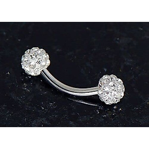 1 Pc Multi Clear CZ 4mm Ferido Balls Eyebrow Ring Barbell Piercing 16g 5/16"