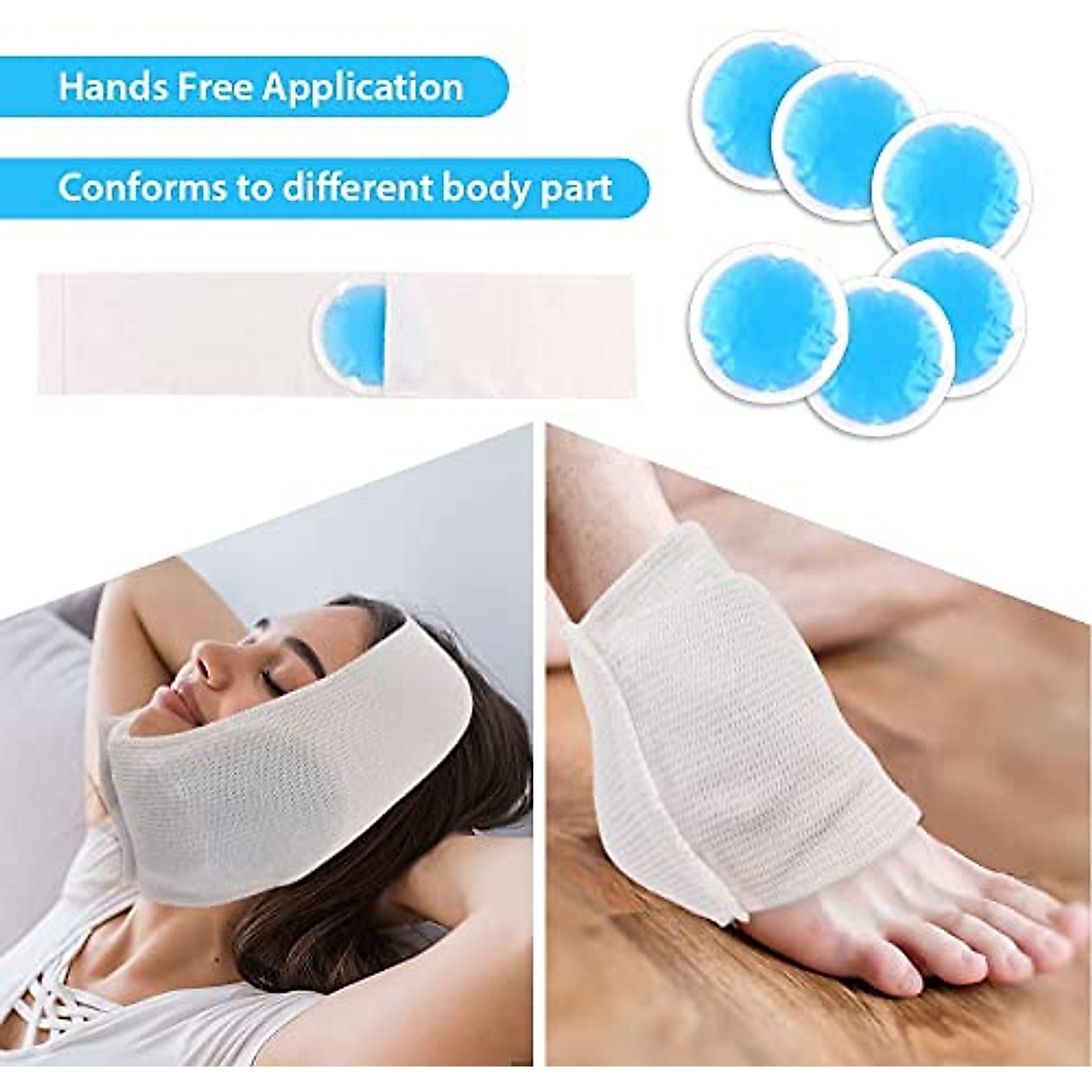 NEWGO Small Ice Packs for Injuries Reusable, 6 Pack Gel Cold Packs Round Hot Cold Compress with Cloth Backing & Sleeve for Pain Relief, Wisdom Teeth, Breastfeeding, Tired Eyes, Face, Headaches