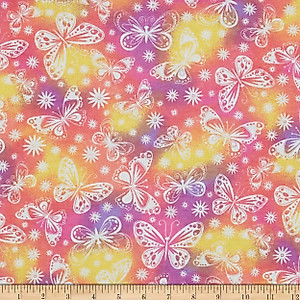 Comfy Flannel Butterflies Pink, Fabric by The Yard