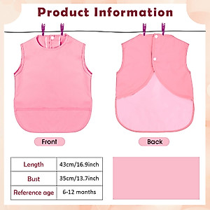 Zhanmai 4 Pcs Baby Apron Bib, Waterproof Bibs for Baby Feeding Apron Baby Bib Girl Boy Smock with Pocket, 6 to 12 Months Baby Feeding Bibs, 4 Colors