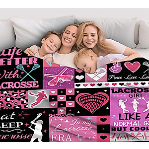 PEWETON Lacrosse Blanket Lacrosse Blankets and Throws for Boys Girls Funny Lacrosse Blanket Gifts for Lacrosse Team Lacrosse Lovers Bed Bedding Couch Sofa for All Season 50"X40"