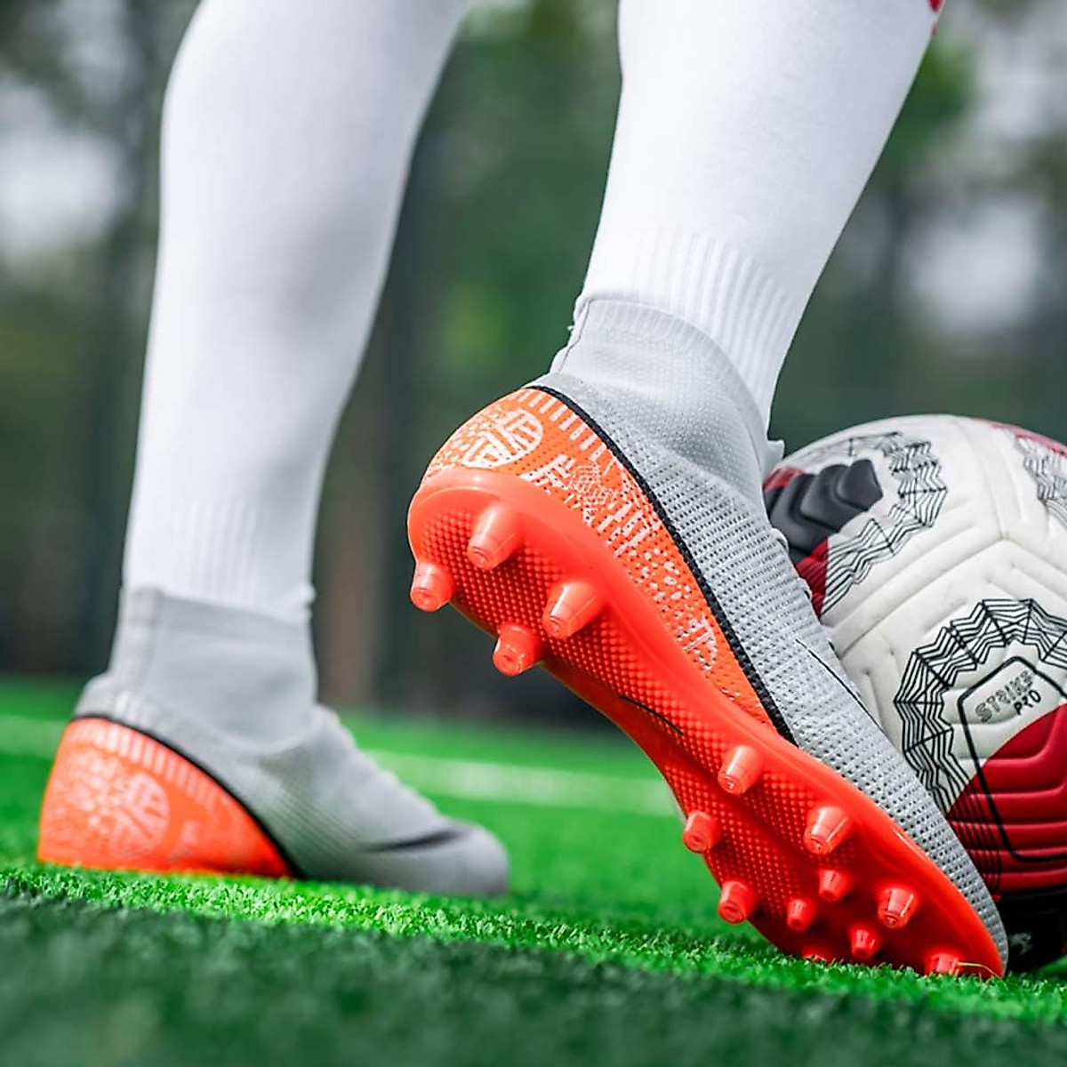 Niber Men's Soccer Cleats Football Shoes Court Boots Shoes for Women Big Boy AG TF Turf Indoor Youth High Top SAnkle Boots