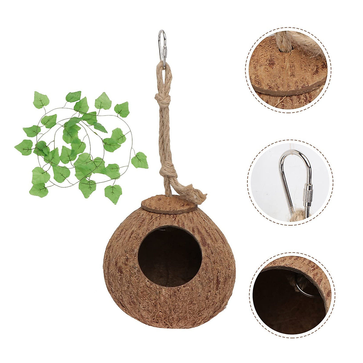 POPETPOP Natural Lizard Nest Kit 2-Piece Pet Villa Nest Vine Cozy Warm Bed for Small Reptiles Semi-Closed for Temperature Retention Pet Enthusiasts