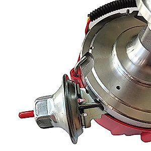 MAS Red Cap Performance HEI Distributor+Spark Plug Wires+Free Pig Tail Kit Replacement for Mopar Chrysler Dodge Plymouth V8 Engines 273 318 340 360 —7500 RPM 65K Coil (Red Hei Kit)