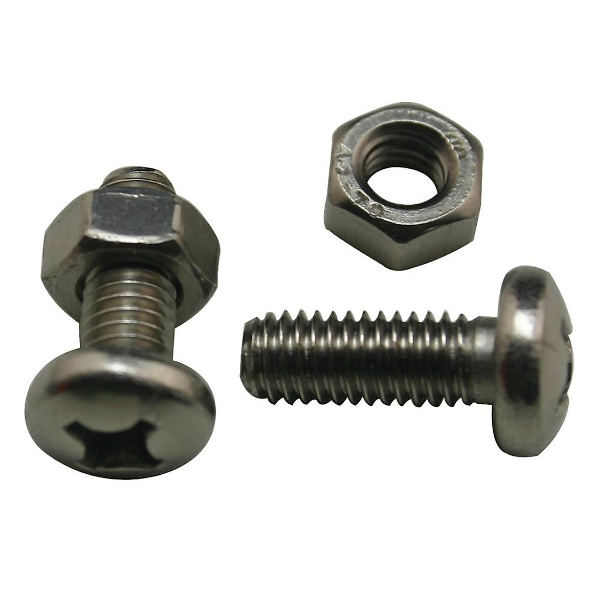 304 Stainless Steel Standard Type M6 X 15 MM Pan Machine Bolt Screw and Nuts(Pack of 20 Sets)