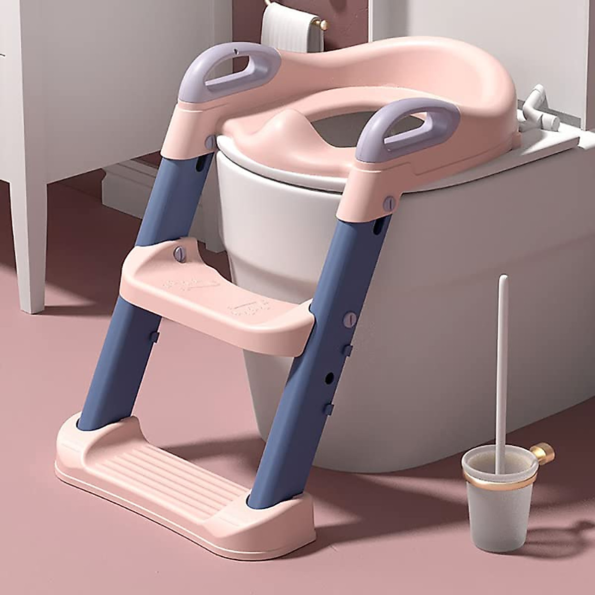 PandaEar Potty Training Seat Toilet with Step Stool Ladder, Kids Boys Girls Toddlers-Comfortable Safe, Anti-Slip Pads Ladder