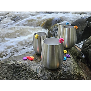 Intuition Trading Company Stainless Steel Wine Glasses Set of 4, Large Stemless 18 oz Premium 18/8 Grade Stainless Steel Red & White Wine Tumblers, Unbreakable, for Home and Outdoors