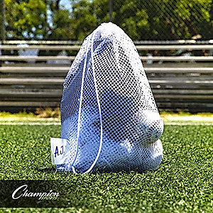 Champion Sports Mesh Sports Equipment Bag, Purple, 12x18 Inches - Multipurpose, Nylon Drawstring Bag with Lock and ID Tag for Balls, Beach, Laundry