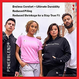 Champion Women's Hoodie, Powerblend, Fleece Hoodie, Sweatshirt for Women, Script (Reg. or Plus)