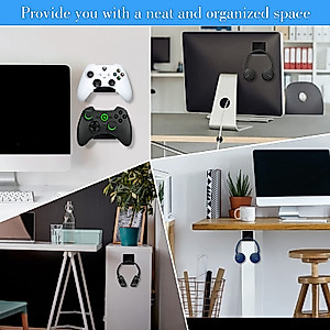 MWOOT Game Controller Holder Wall Mount (2 Pack) for Xbox One/ PS4/ PS5/ Switch/Steam/PC, Gamepad Headphone Stand Holder, Screw-Free, Stick on, Universal Controller Accessories (Black)