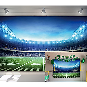 Football Field Backdrop American Football Field AuditoriumLight Rugby Sports Soccer Themed Party Baby Photography Background (7X5FT)