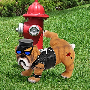 Peeing Dog Statue, Badass Tough Guy Bulldog Dog Ornaments with Glasses, Resin Desktop Crafts Decoration Gift for Children Family