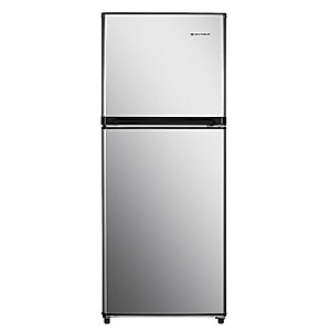 West Bend Apartment Refrigerator Freestanding Dual Door Design Fridge with Top Freezer, Adjustable Electronic Control and Frost Free Defrost, for Condo, House, Small Kitchen Use, 10.1 Cu.Ft, Metallic