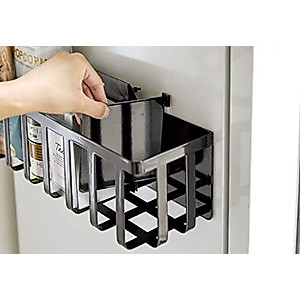 YAMAZAKI home 4247 Kitchen Storage Basket-Utensil Wall Organizer, Magnetic Holder, One Size, Black