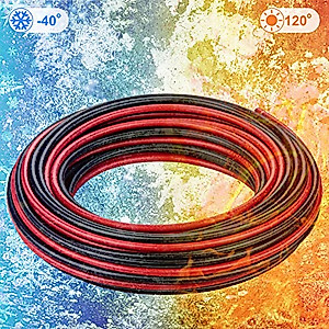 Shirbly Solar Panel Wire - 50FT Black & 50FT Red Tinned Copper Wire, 10AWG (6mm²) PV Wire Solar Extension Cable for Outdoor Automotive RV Boat Marine Solar Panel- Black & Red (10AWG 50FT)