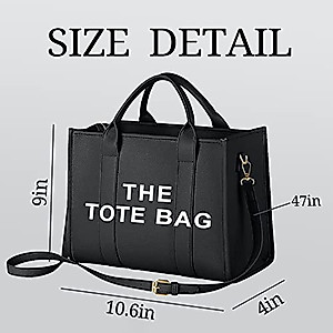 The Tote Bag Birthday Gifts for Women, Black Leather Handbag Crossbody Shoulder Purse Gift with Zipper Utility Trendy Aesthetic Top, Handle Bolsa De Mano Para Mujer for Trendy Travel School