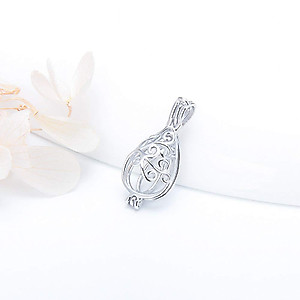 LGSY 925 Sterling Silver Waterdrop Cage Pendants Crafting Charm for DIY Necklace Bracelet Jewelry Making