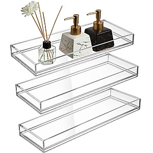 Maitys Acrylic Vanity Tray Bathroom Tray for Serving Vanity Makeup Organizer Clear Hand Towel Kitchen Countertop Makeup Perfume Cosmetics Organizer Valentine's Day Gift(11.8 x 5 Inch, 3 Pcs)