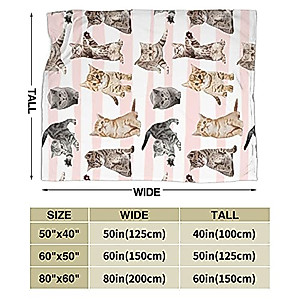 Docsckus Fuzzy Throw Blanket 350 GSM Fleece Ultra-Soft Microfiber Blanket for Adults Kids Gift Couch, Sofa, Bed Cute Cat 50"x40"
